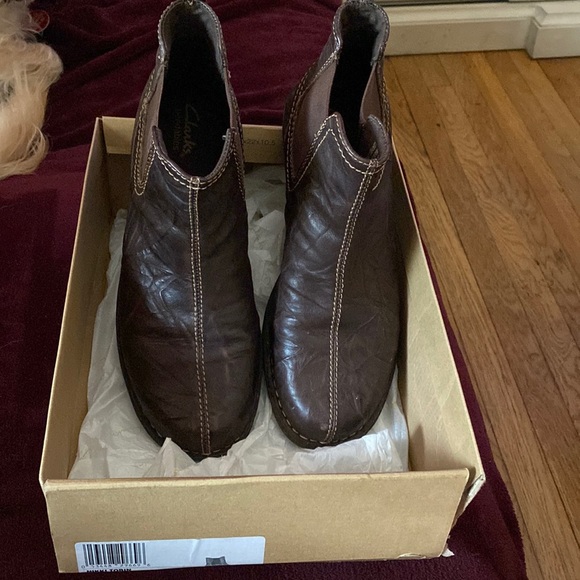 Clarks | Shoes | Chocolate Brown Leather Chelsea Style Boot | Poshmark